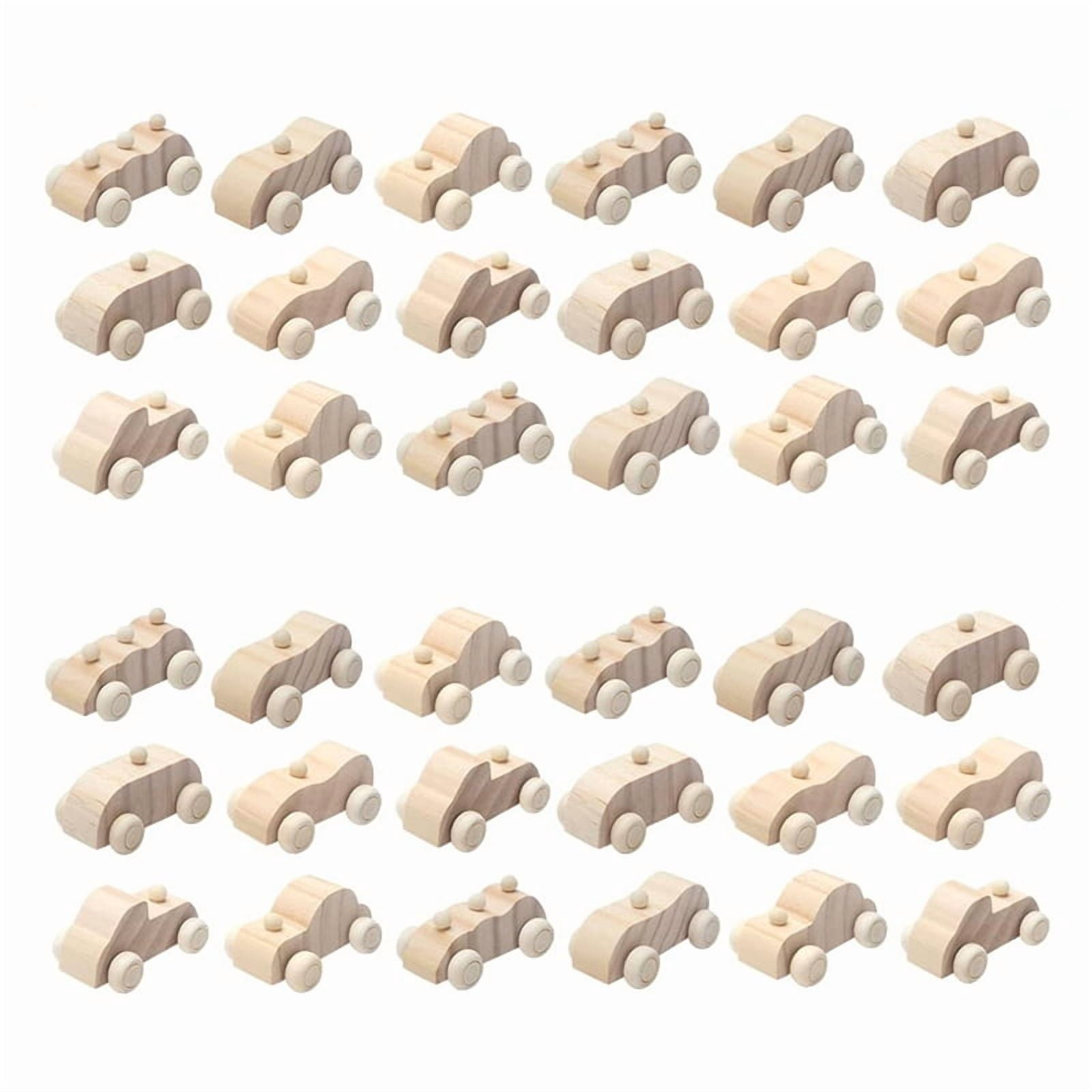 36 Pack DIY Wood Car Toys Unfinished Wooden Cars to Paint Wooden Craft ...