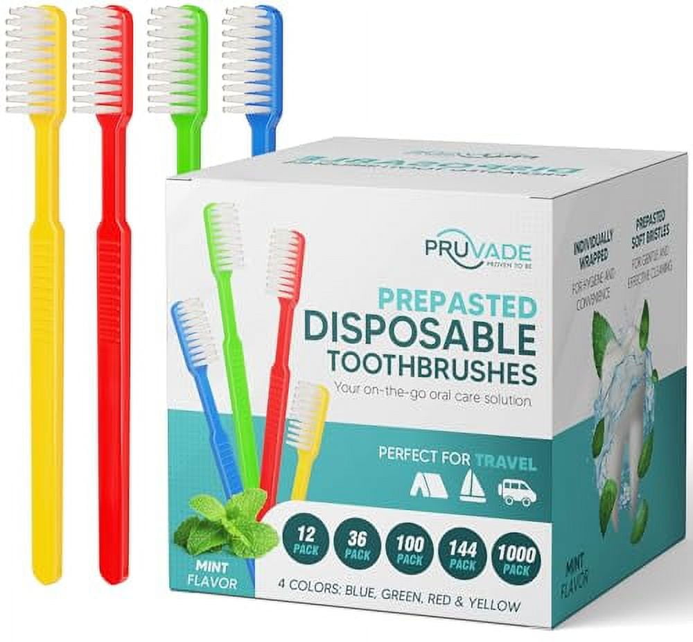 PRUVADE 36 Pack Disposable Toothbrushes with Toothpaste, Individually ...