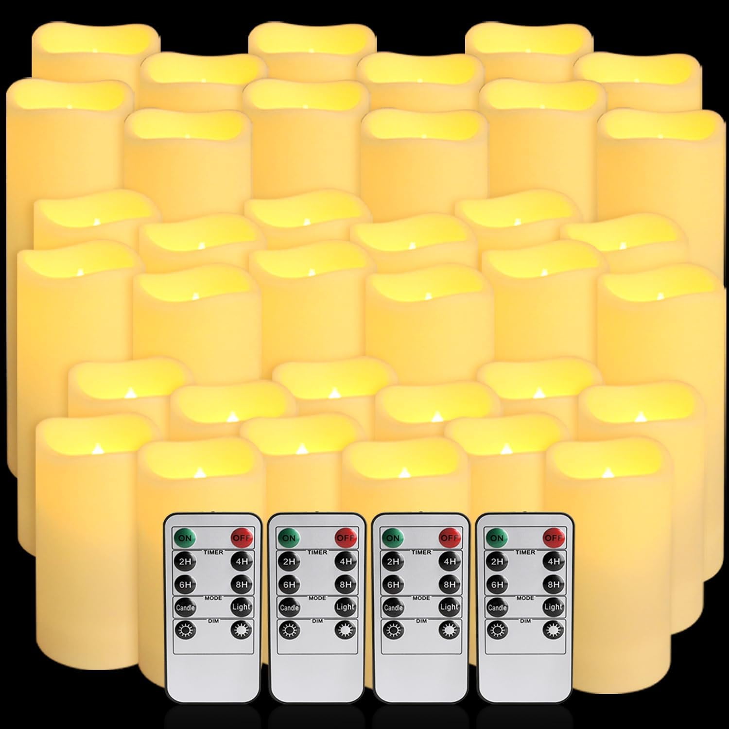 36-Pack Flickering Flameless Candles with Remote Control - LED Fake ...