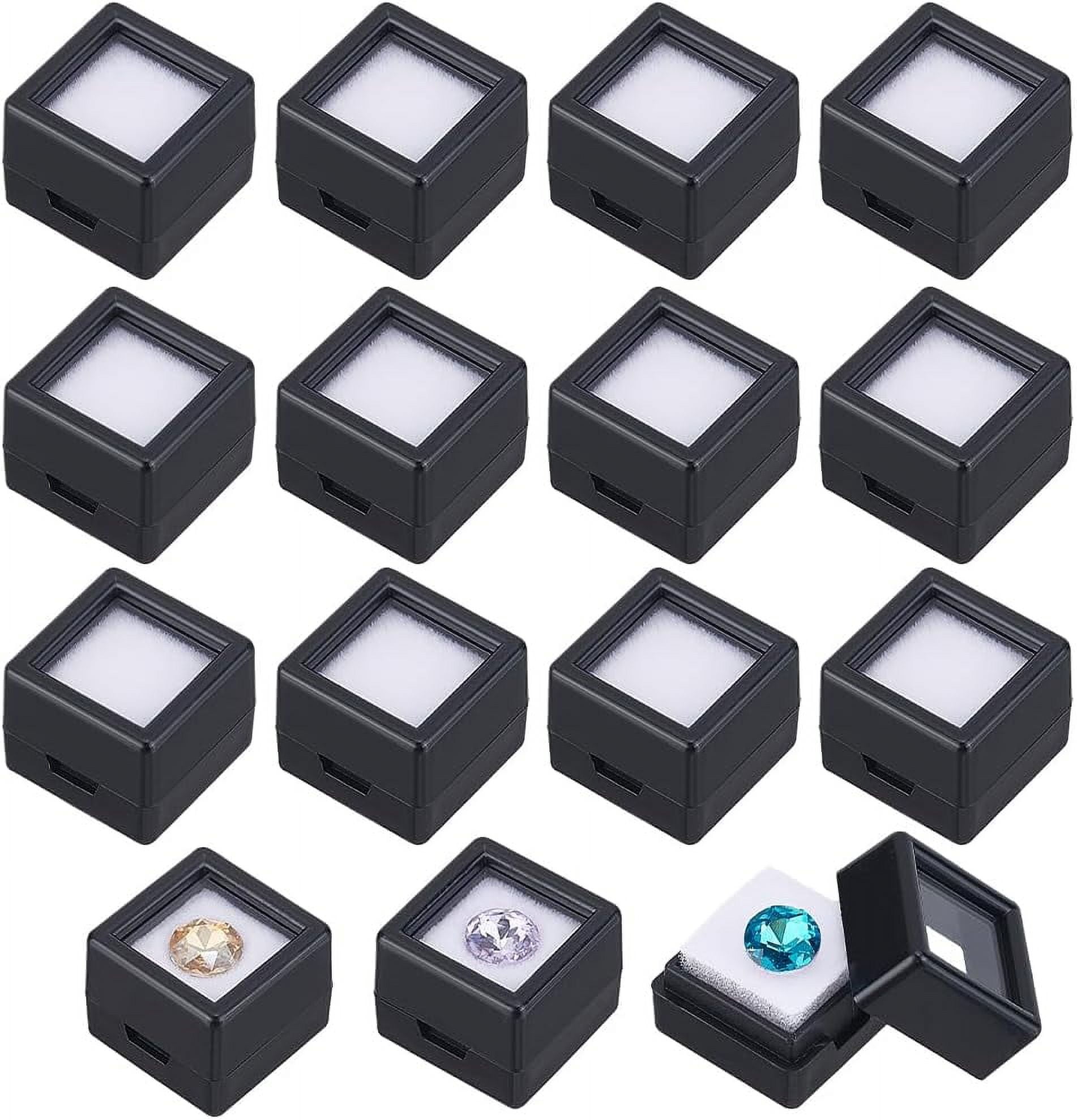 36 Pack Gemstone Display Box Acrylic Diamond Display Case Black Jewelry ...