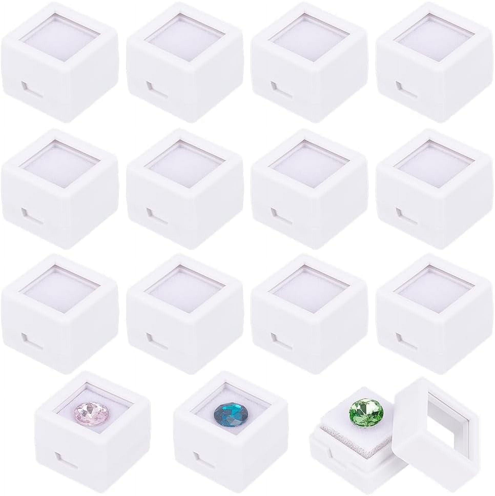 36 Pack Gemstone Display Box White Acrylic Diamond Display Case Jewelry ...