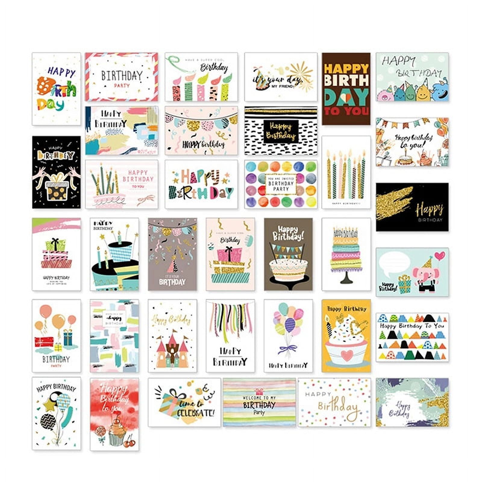 Walmart Assorted Bulk Package: 36 Pack Greeting Card Birthday Cards Set ...