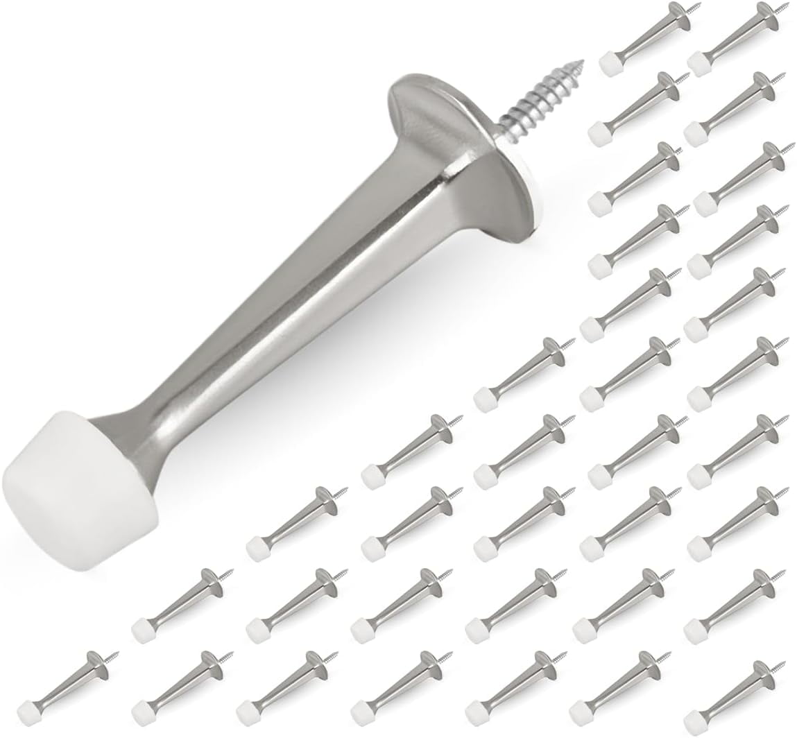 36 Pack Heavy Duty Solid Rigid Door Stop with Soft Rubber Tip, Zinc Die ...