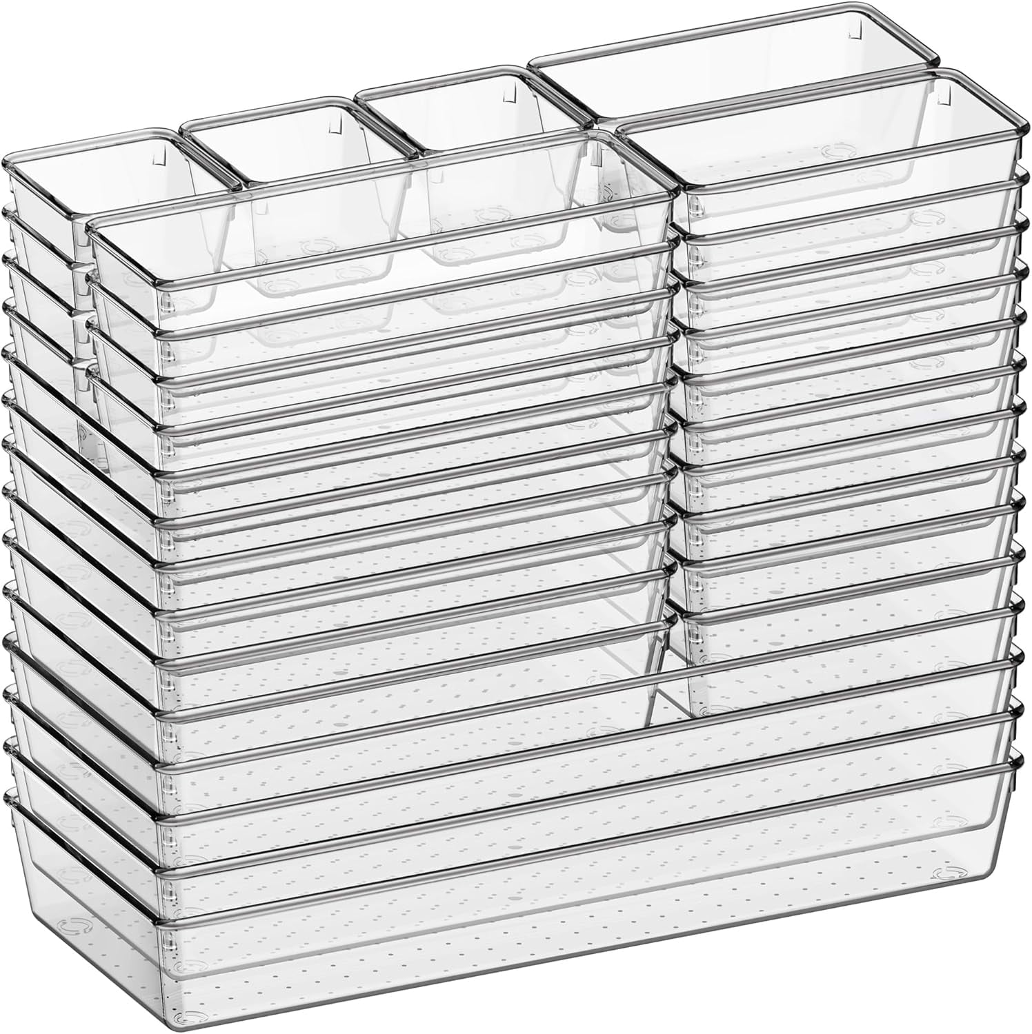 36 Pack Large Clear Plastic Drawer Organizer Bins - 6 Size Acrylic ...