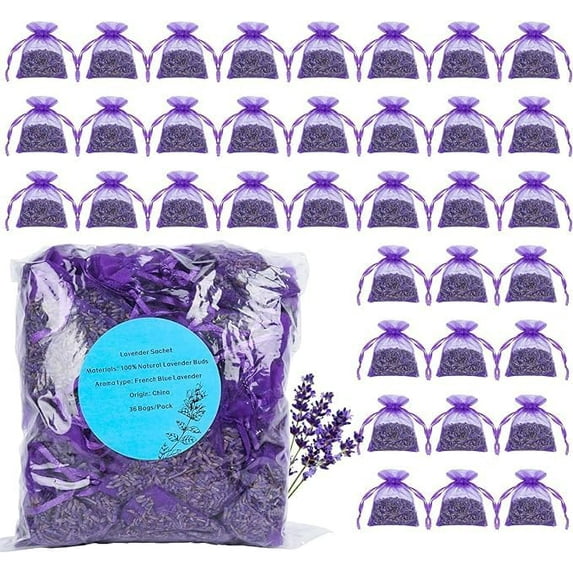 36 Pack Lavender sachets 100% Natural Dried Lavender Buds, French ...