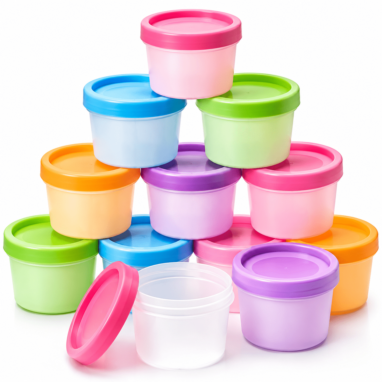 36 Pack Mini Ice Cream Containers with Lids, 3oz Round Plastic Tubs ...