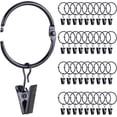 36 Pack Openable Metal Curtain Rings with Clips, 1.26 Inch Interior ...
