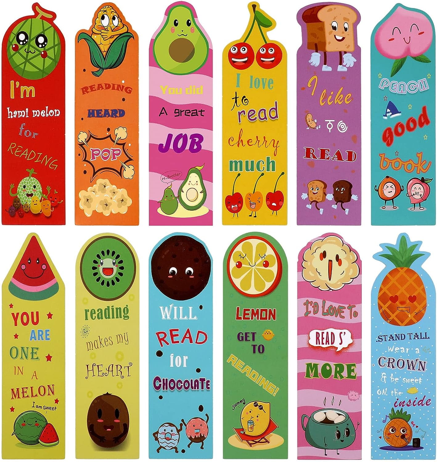 36 Pack Paper Bookmark, Fruit Cardboard Bookmarks Educational Book ...