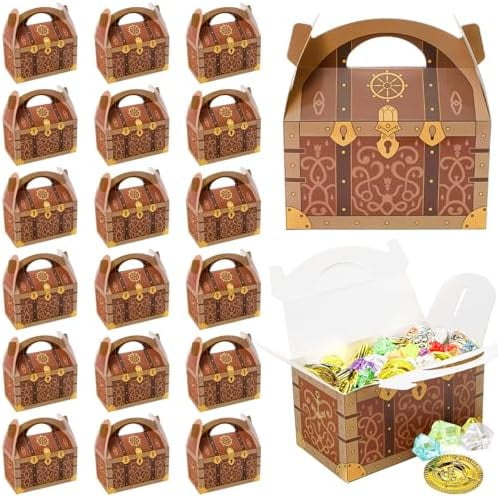 36 Pack Pirate Treasure Chest, Gable Treat Boxes, Goodies Boxes Party ...