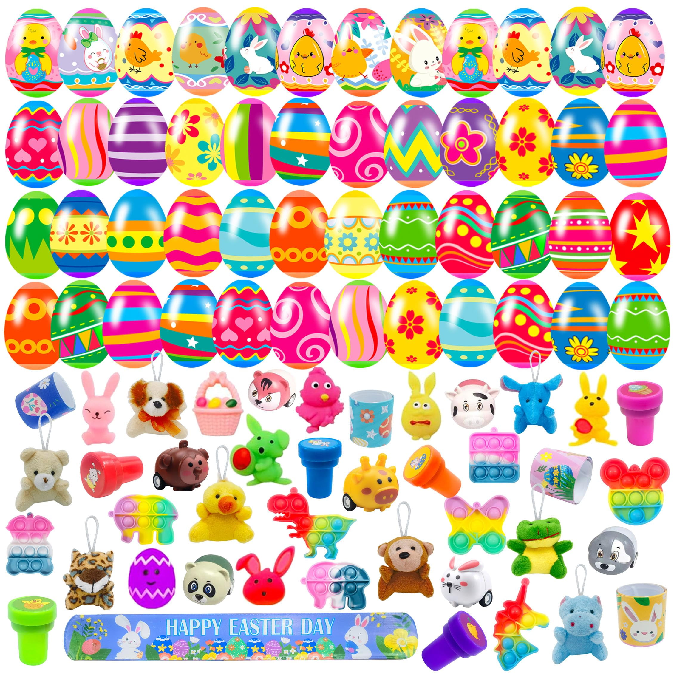 36 Pack Prefilled Easter Eggs with Fidget Toys, Bright Colorful Easter ...