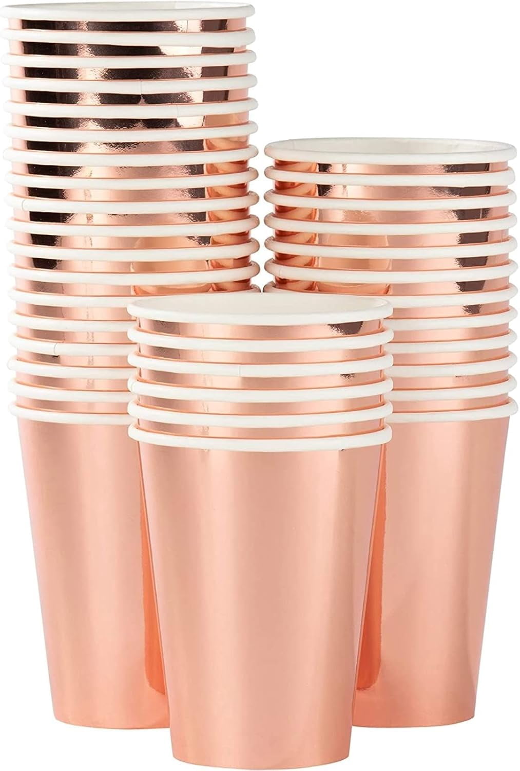 36 Pack Rose Gold Foil Paper Cups, 12 oz Disposable Party Cup, Party ...