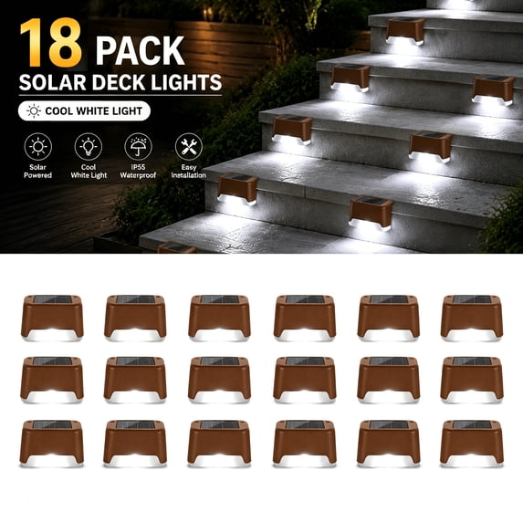 36-Pack Solar Step Lights, IP55 Waterproof LED Deck Lights. Powered by ...