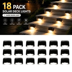 18-Pack Solar Step Lights, IP55 Waterproof LED Deck Lights. Powered by ...