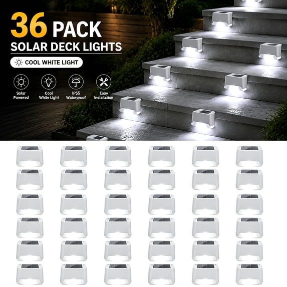 36-Pack Solar Step Lights, IP55 Waterproof LED Deck Lights. Powered by ...