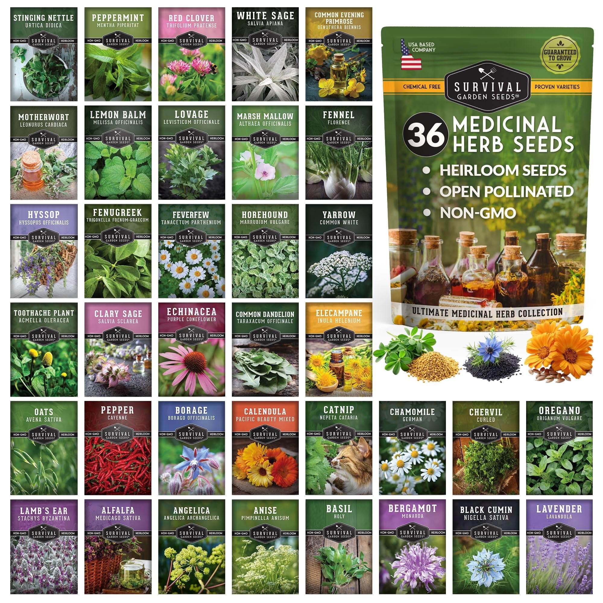 Ultimate Variety Plant Packets - 36 Medicinal Herb Seed Collection for ...