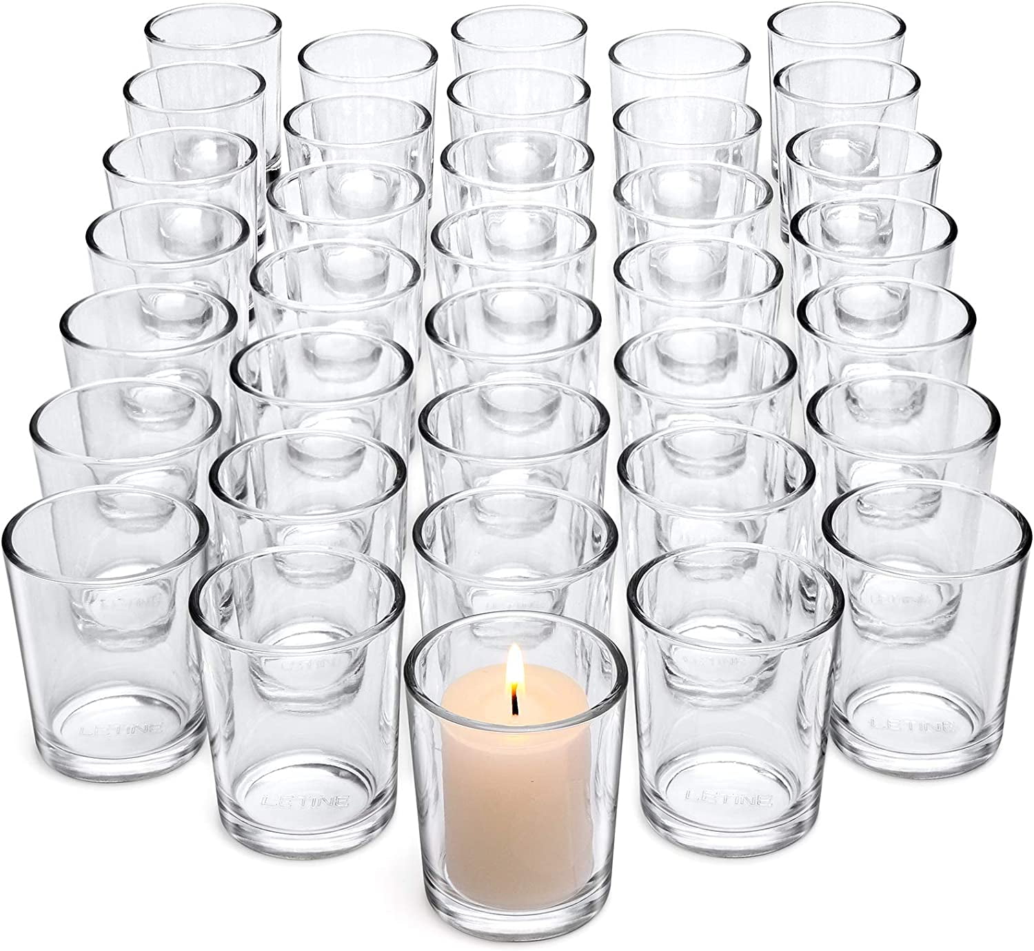 36-Pack Votive Candle Holders - Clear Glass Tea Light Holders - Glass ...