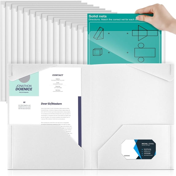 36 Pack White Polypropylene File Folders with Clear Front Pocket, Dual ...