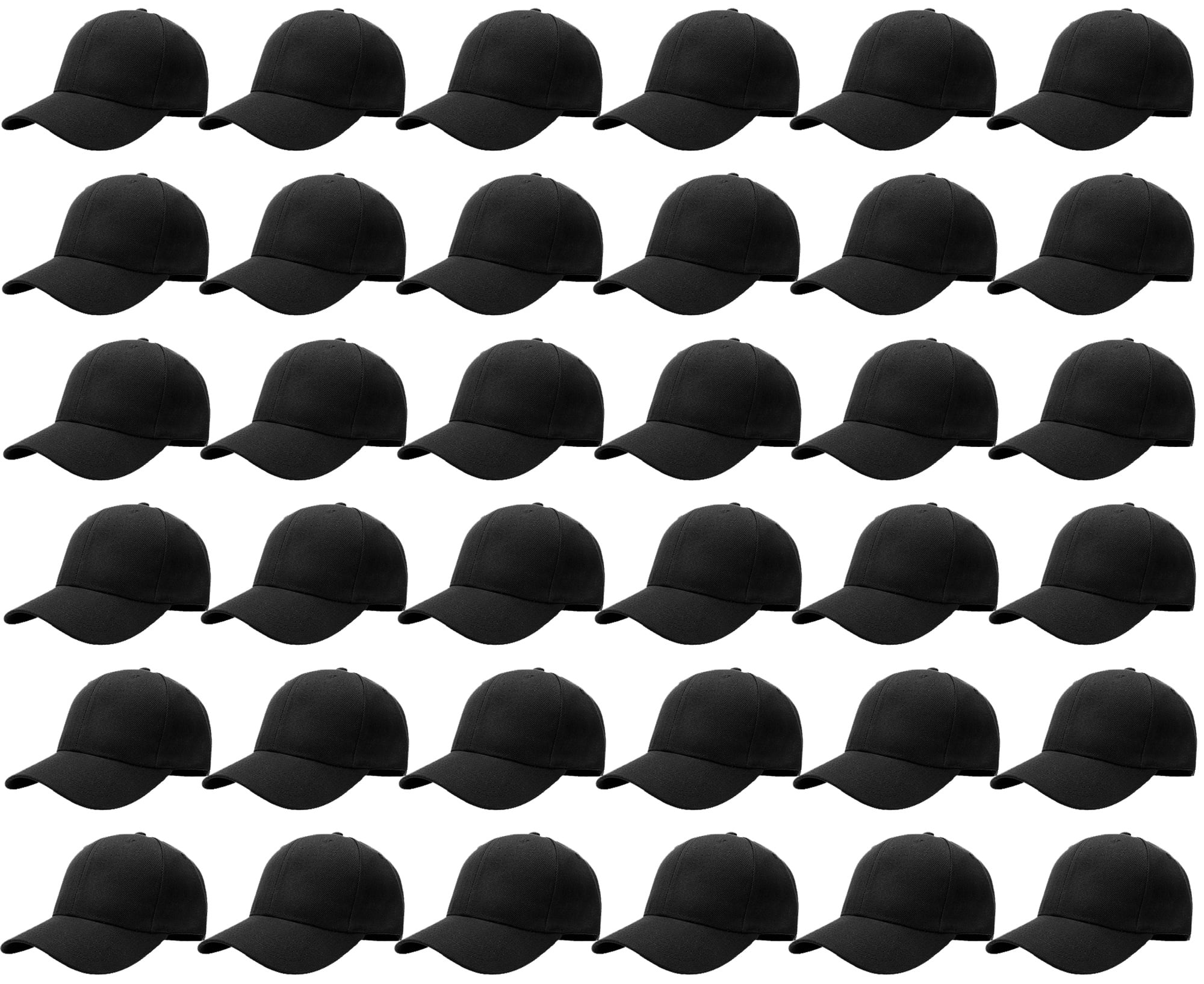 36 Pack Wholesale Baseball Cap Bulk Plain Blank Hat Adjustable Size ...