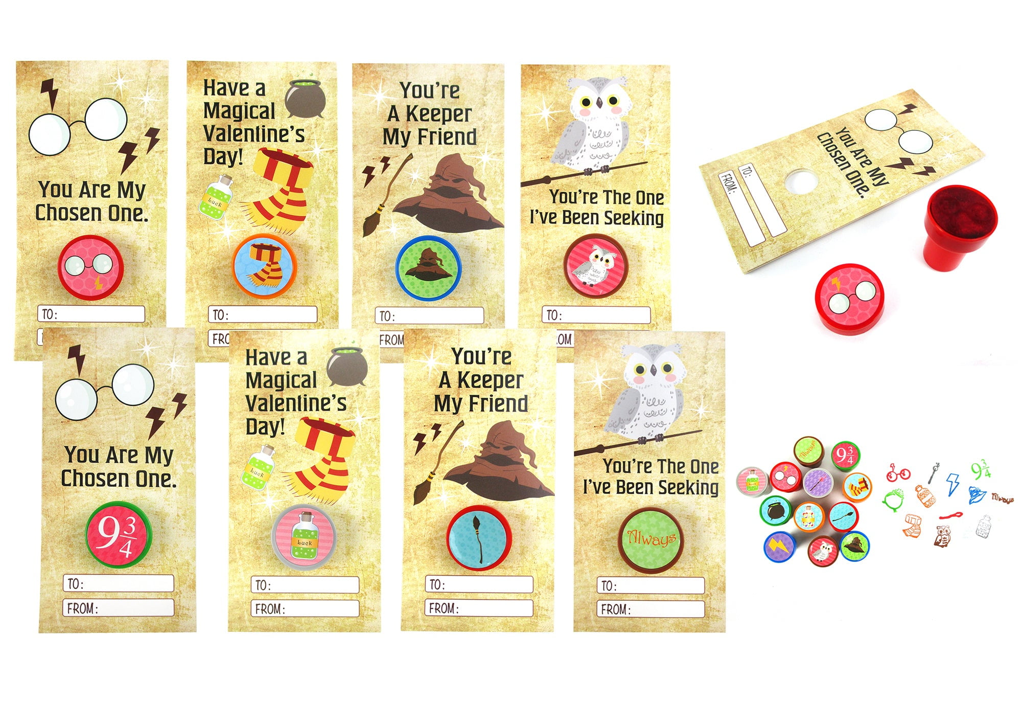 36 Pack Wizard Cards with Stampers for Valentine's Day, Classroom ...