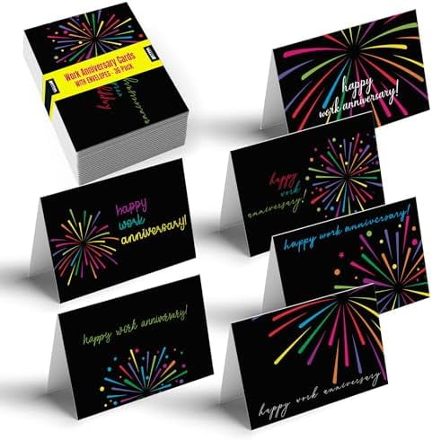 36 Pack Work Anniversary Cards with Envelopes, Business Employee ...