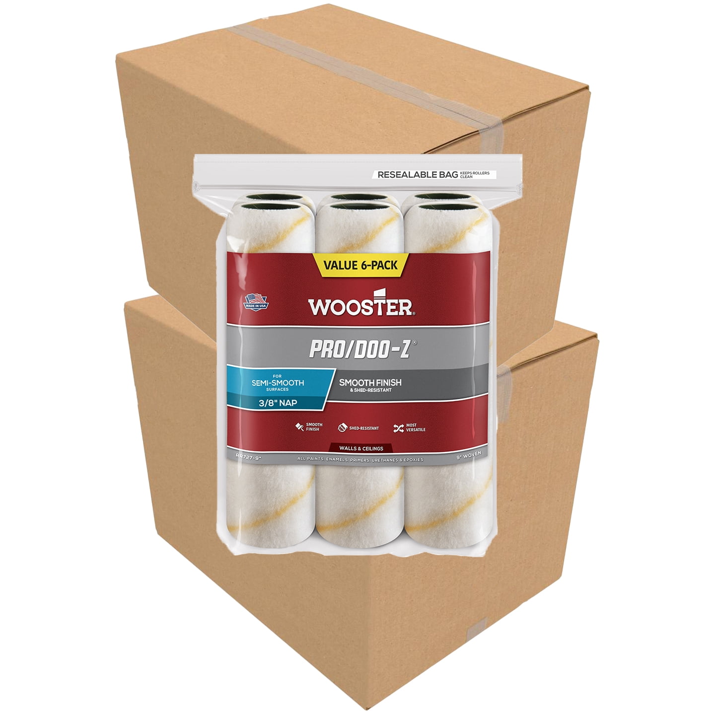 36‐Pack of 9" x 3/8" Nap Wooster RR727 Pro/Doo‐Z Professional Woven ...