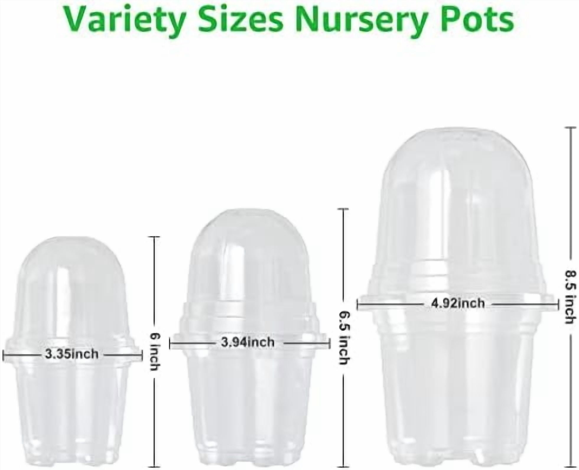 36 Packs 3.5/4/5 Inch Clear Nursery Pots with Humidity Domes, Variety ...