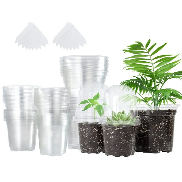 36 Packs 3.5/4/5 Inch Clear Nursery Pots with Humidity Domes, Variety ...