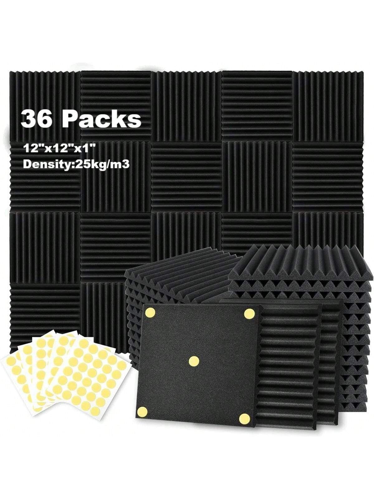 36 Packs Acoustic Foam Panels 1"×12"×12" High Density Sound Proof Foam ...