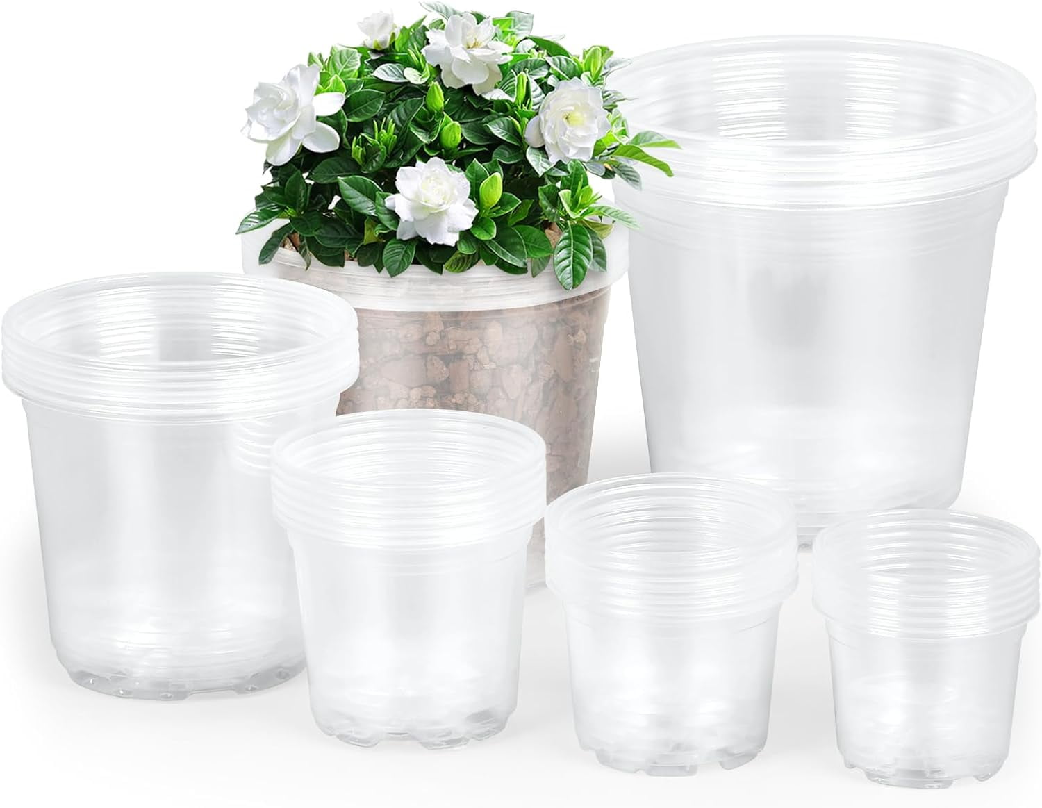 36 Packs Clear Nursery Pots for Plants, 3/3.5/4/5/6/7 Inch Plastic Pots ...
