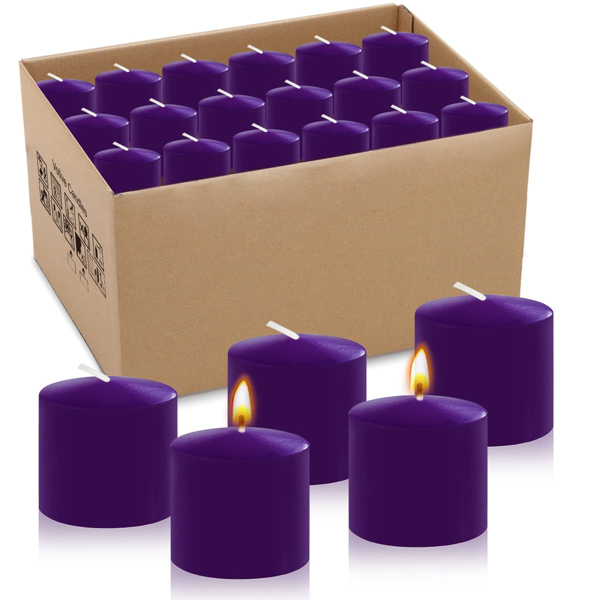 36 Packs Purple Votive Candles, Unscented 1.5 Inch Diameter Wax 10 Hour ...