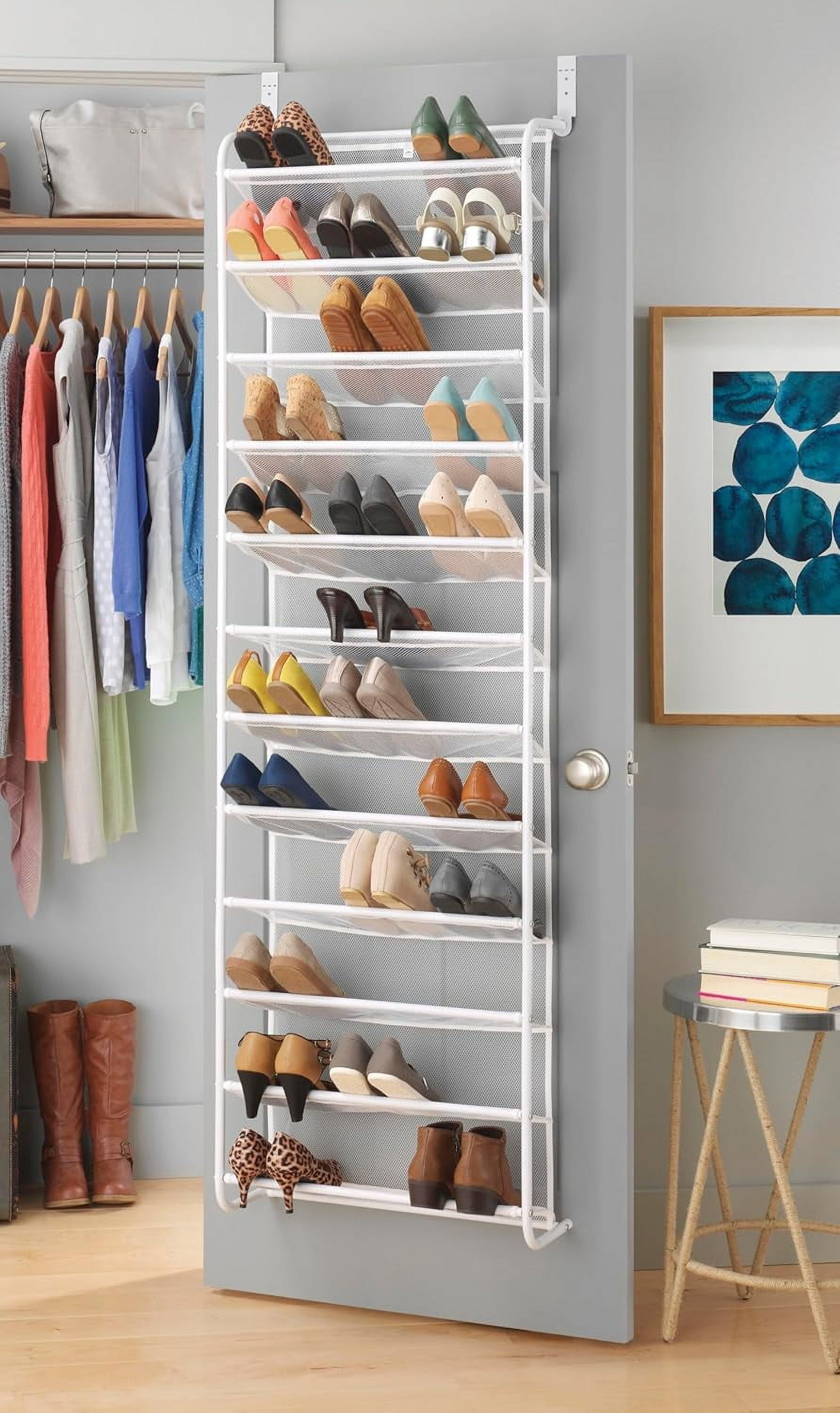 MY 36 Pair Over the Door Shoe Organizer, 12 Tier Hanging Shoe Organizer ...