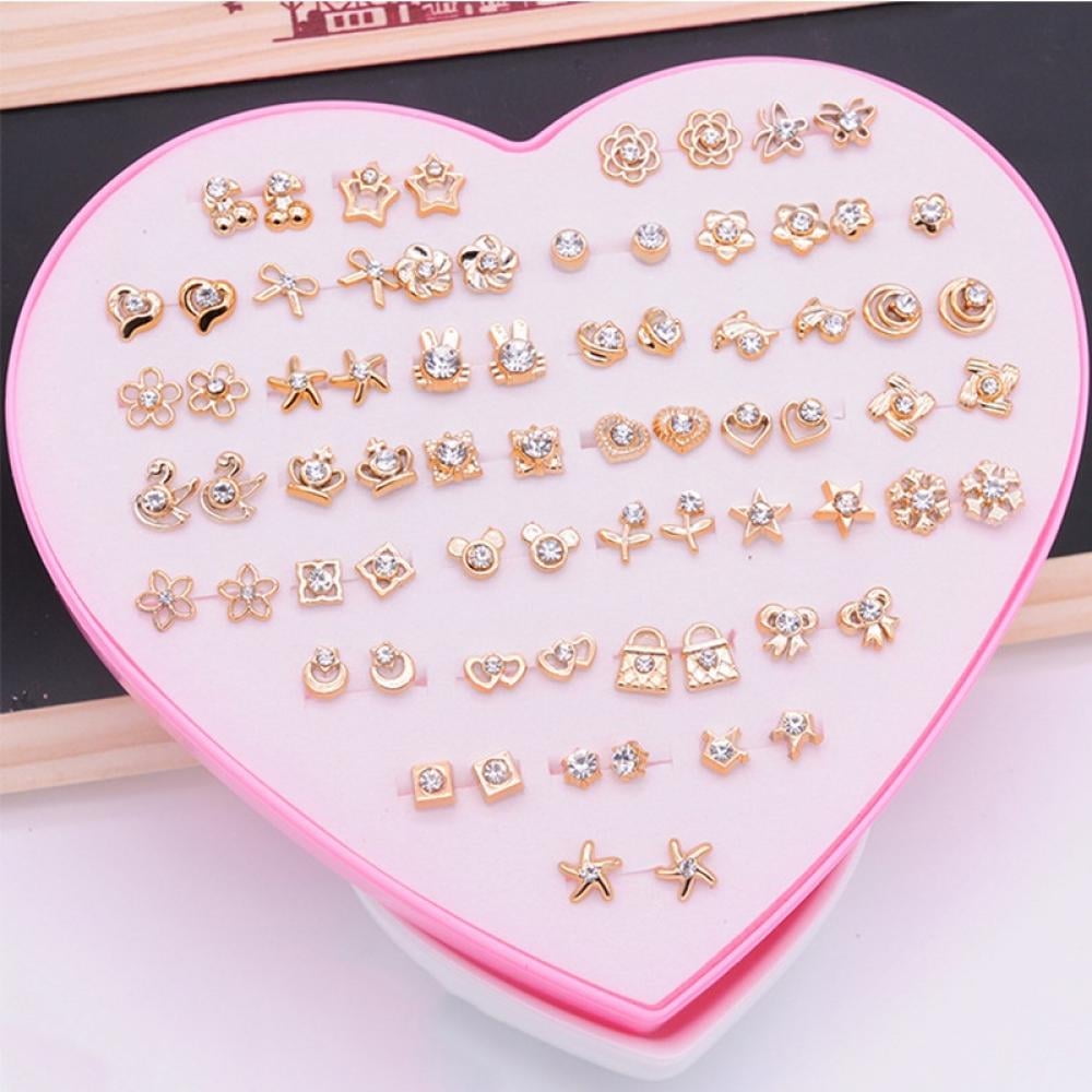 36 Pairs/Box Ears Studs Set Multi-Color Cartoon Hypoallergenic Earrings ...