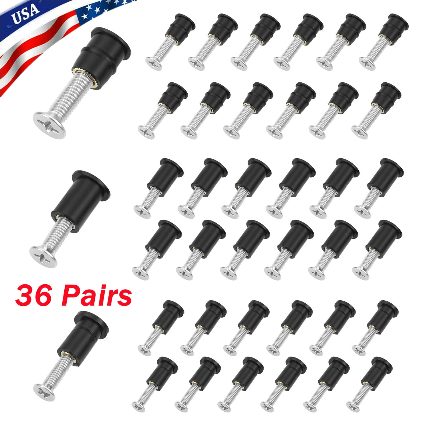 36 Pairs M4 M5 M6 Neoprene Well Nuts with Stainless Steel Screw Rubber ...