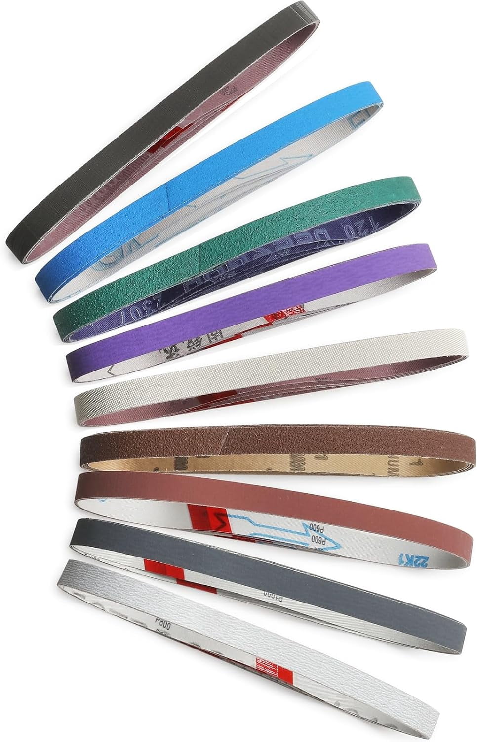 36 Pcs 1/2" x 18" Sanding Belts Set, 4 Each of 80/120/240/400/600/800 ...