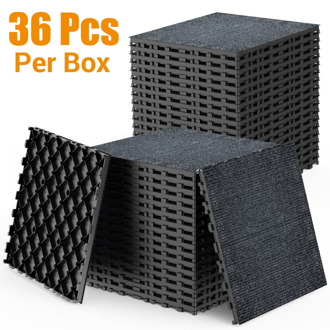 36 Pcs 12" Interlocking Carpet Floor Deck Tiles - DIY Module, Ideal for ...
