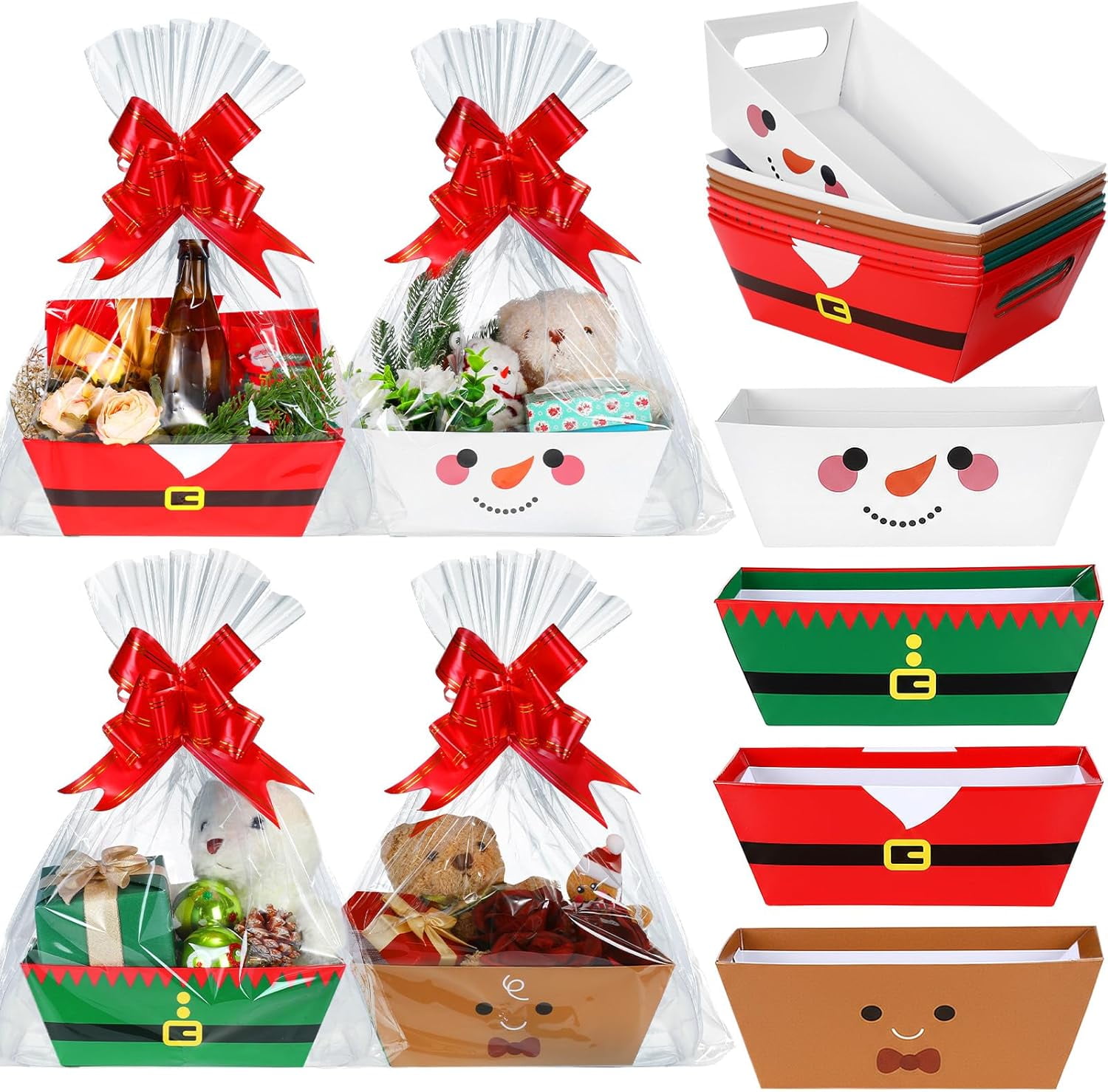 36 Pcs/12 Set Christmas Gift Baskets 10 x 7 Inch Empty Christmas ...
