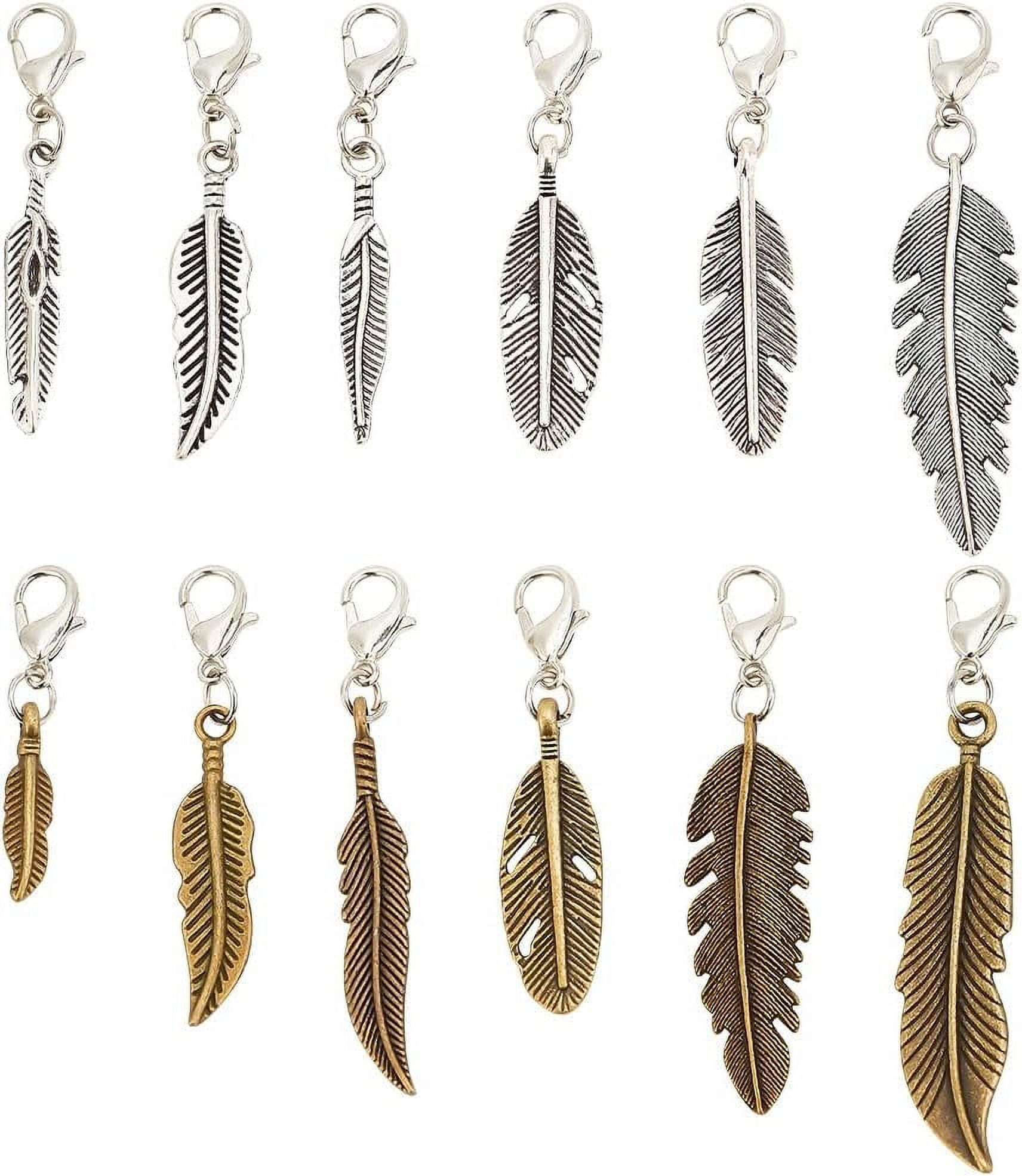 36 Pcs 12 Styles Zipper Pull Charms Tibetan Style Alloy Zipper Pendant ...