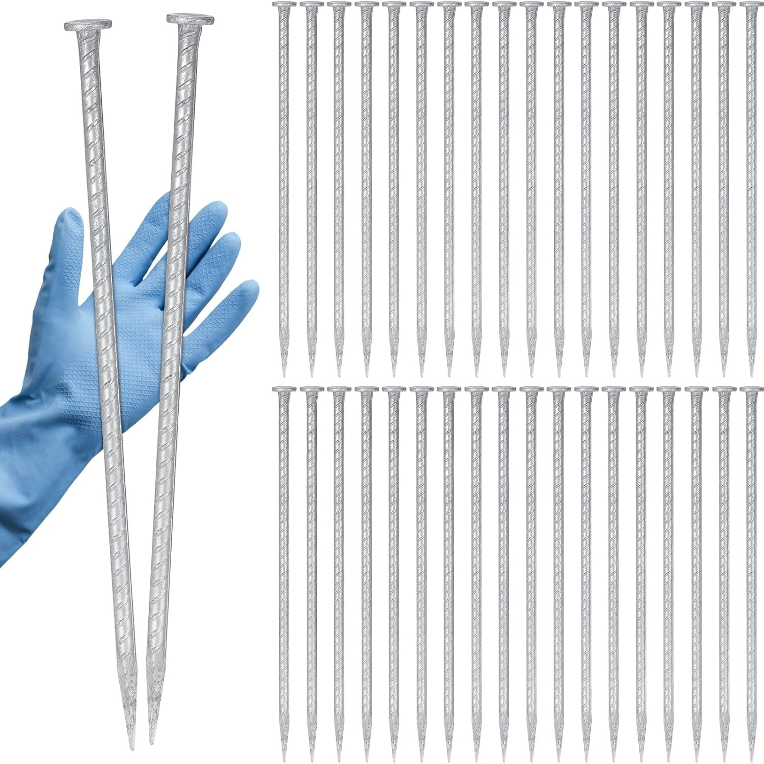 36 Pcs 14 Inch Rebar Stakes, 1/2 Inch Diameter Threaded Galvanized ...