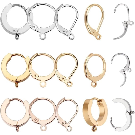 36 Pcs 304 Stainless Steel Hoop Earring Hooks Open Loop Ring, Including ...