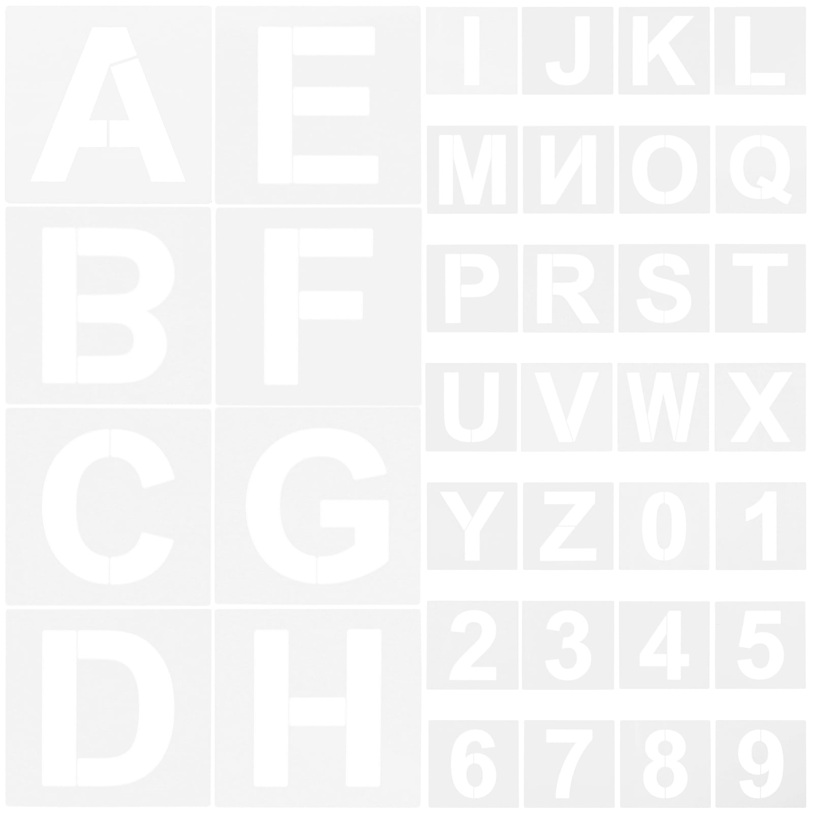 36 Pcs Reusable Plastic Number Template 36 Pieces Painting Stencils ...