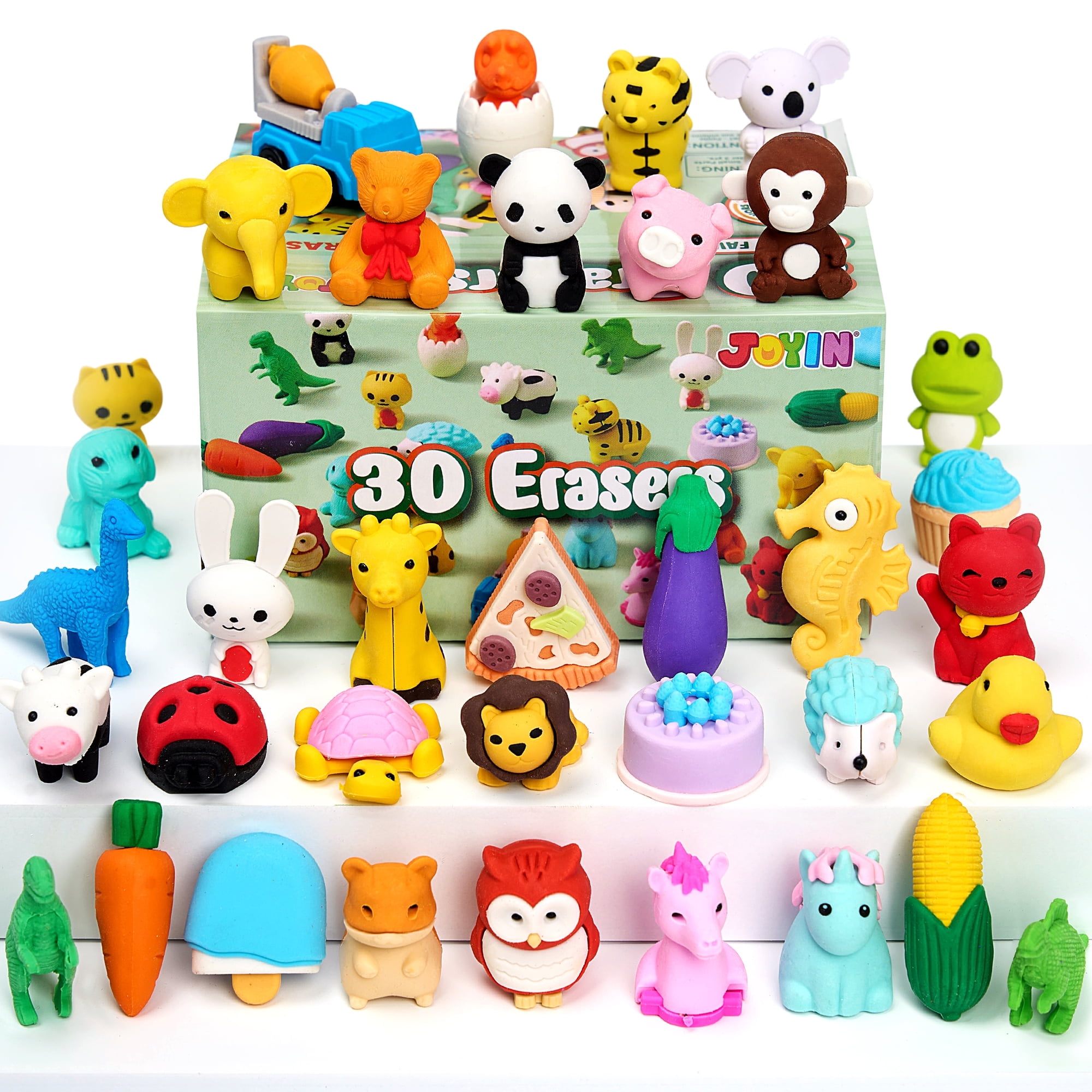 JOYFY 36 Pcs 3D Erasers for Kids, Food & Animals Erasers Bulk, Fun ...