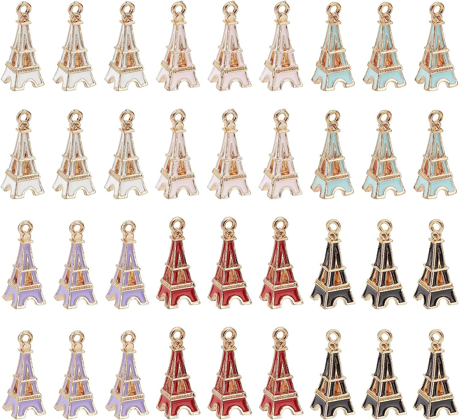 36 Pcs 6 Colors Tower Enamel Pendants Alloy Enamel Pendants Tower ...