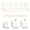 36 Pcs 6 Styles Alloy Pendants Star & Moon & Heart & Shell Light Gold ...