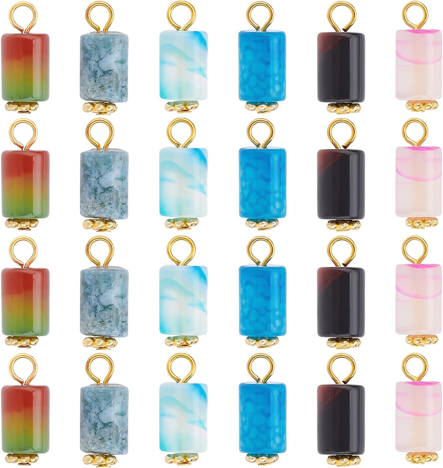 36 Pcs 6 Styles Natural Stone Pendants Natural Agate Pendants Candy ...