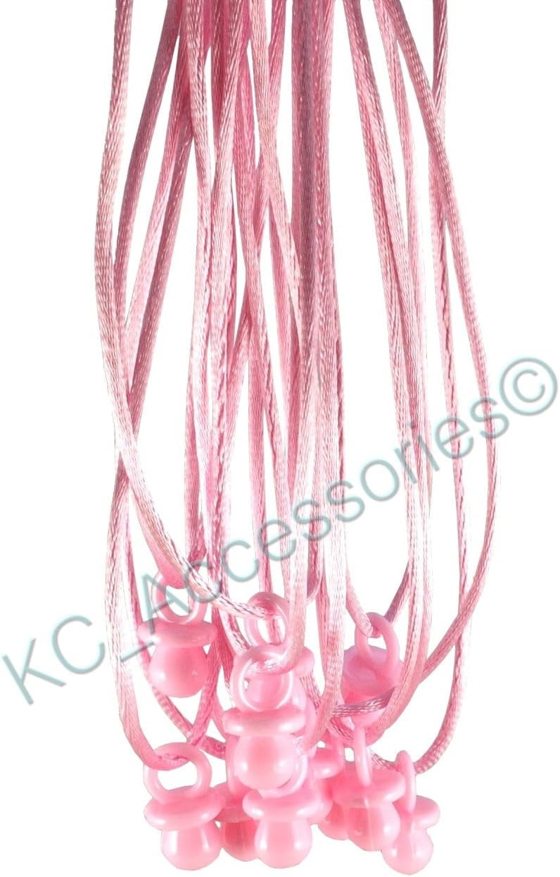 36 Pcs 7/8" Mini Solid Pink Plastic Pacifier Necklaces "Don't Say Baby ...