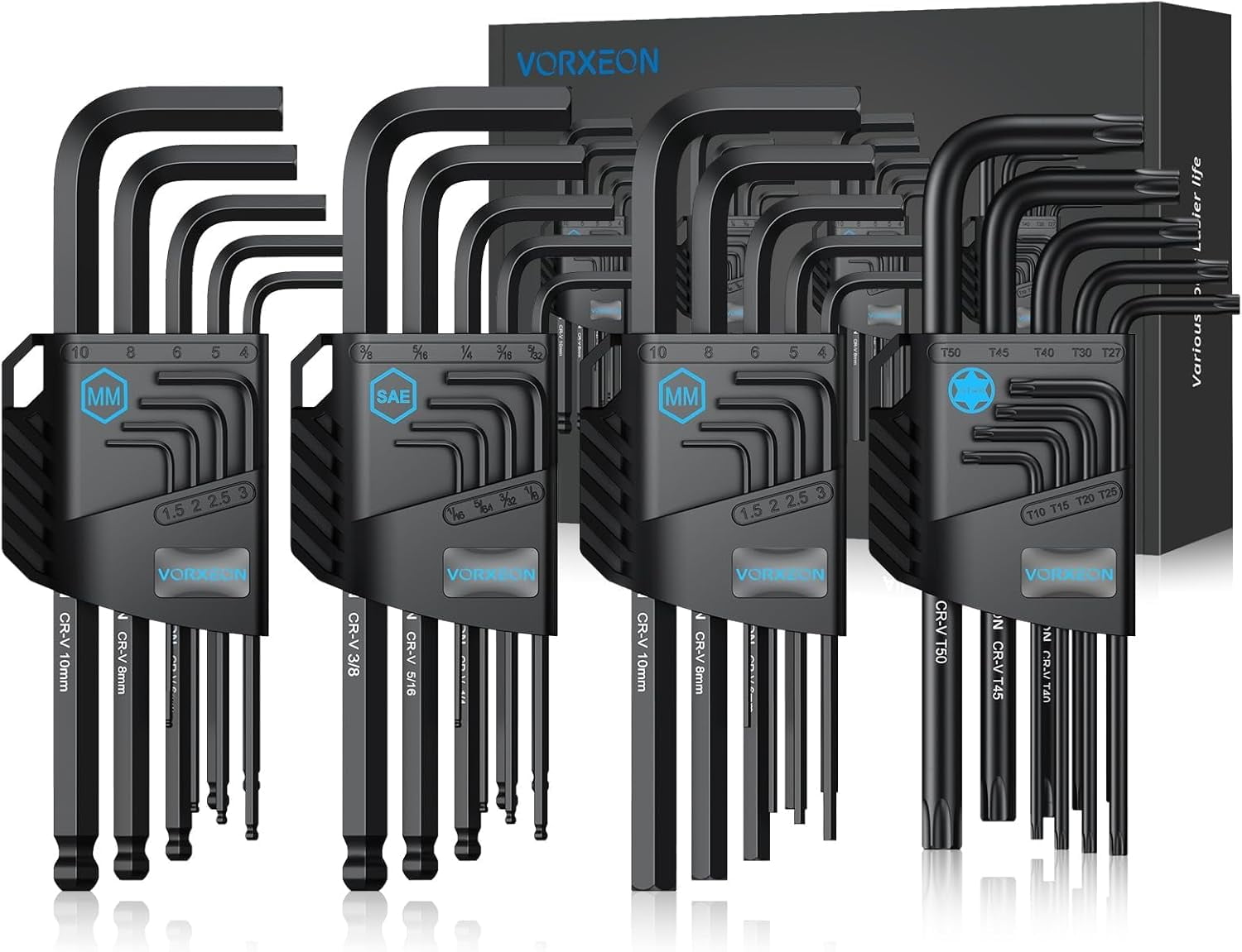 36 Pcs Allen Torx Hex Keys, SAE and Metric Wrench Key Set Ball and Flat ...