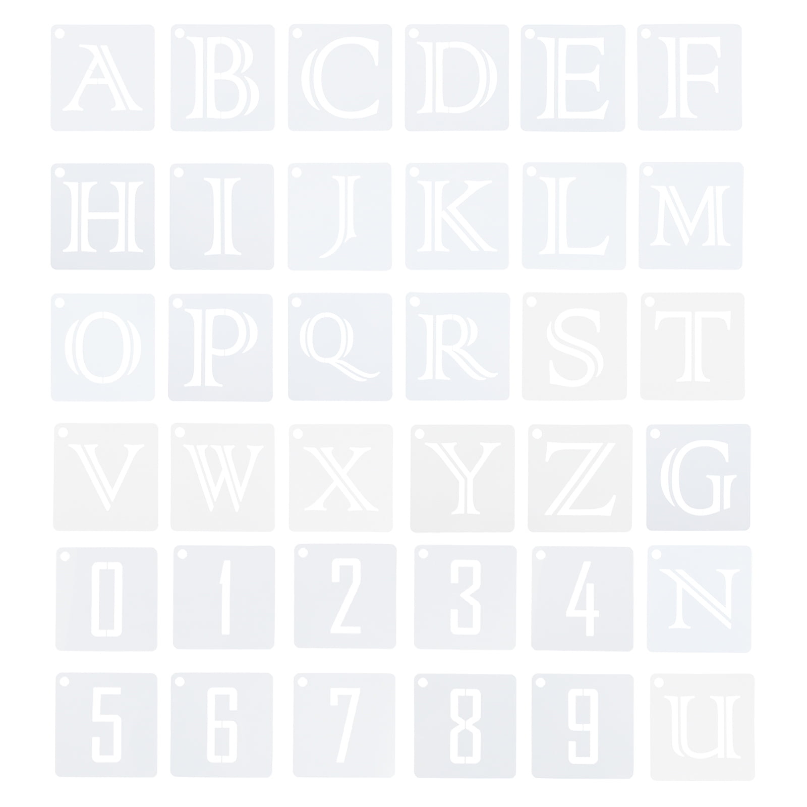 36 Pcs Alphanumeric Template Reusable Painting Letter Molds Child ...