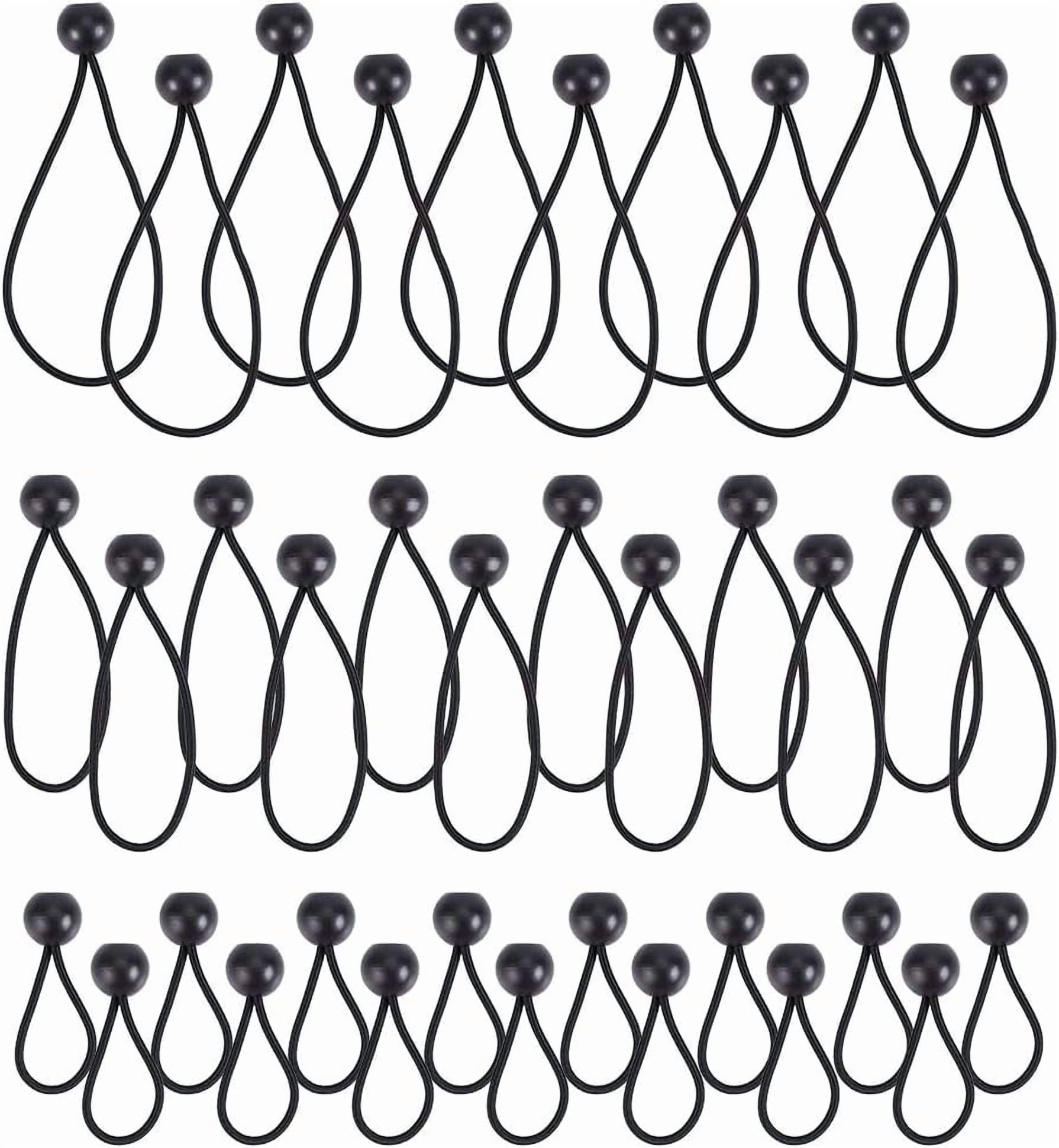 36 Pcs Ball Bungee Cords Black Bungee Cord Loop Straps with Plastic ...