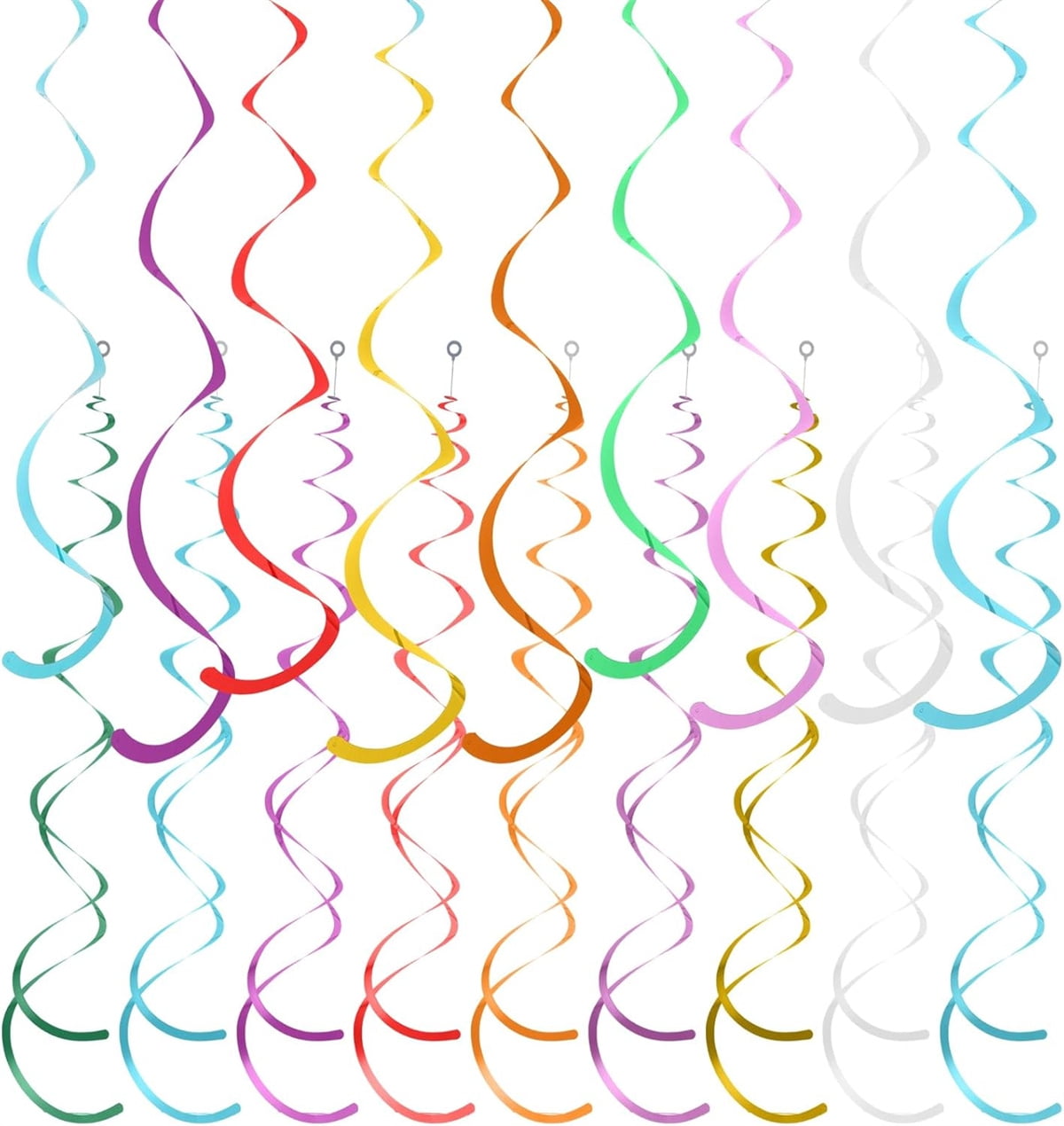 36 Pcs Birthday Party Hanging Decorations,6 Colors PVC Spiral Ornaments ...