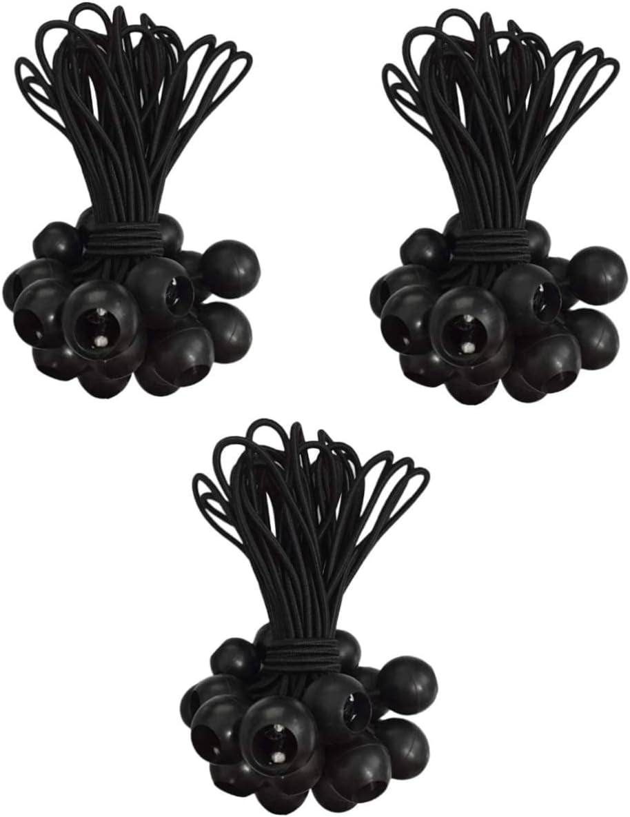 36 Pcs Black Tarp Plastic Tarp Black Tent Black Bungee Cord Tent Bungee ...